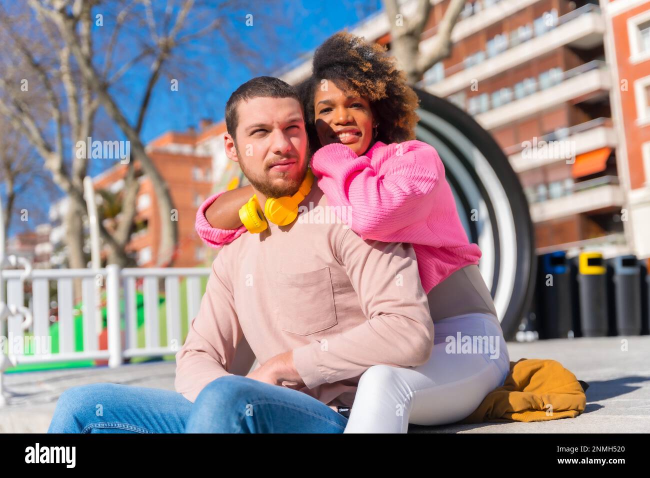 Multiracial couple on streets city hi-res stock photography and images ...