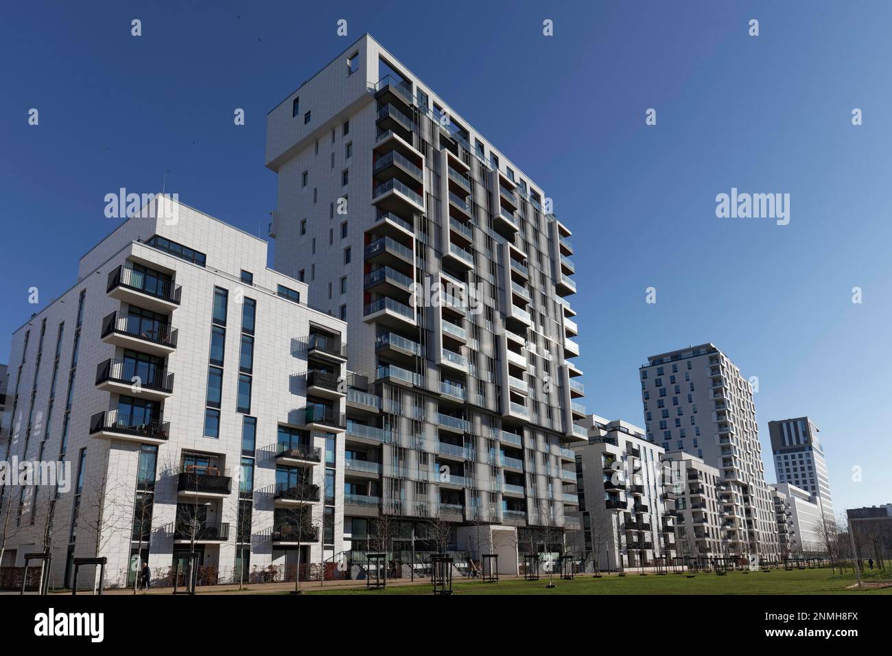 Residential building with high-rise buildings, modern housing on ...