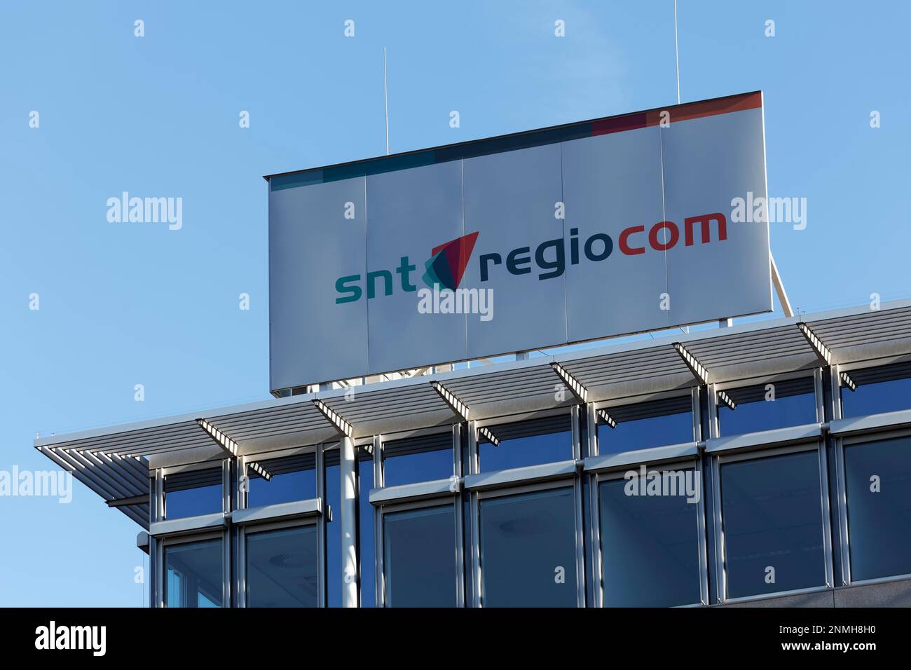 Regiocom, logo on building, call centre service company, Essen, North ...