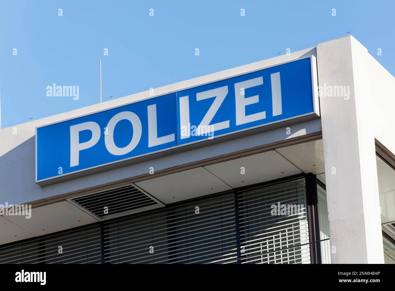 Police, lettering on police station, police station, Essen, North Rhine ...