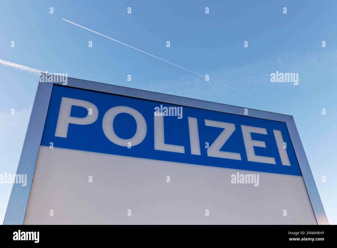 Police, lettering on the police station, police station, Essen, North ...