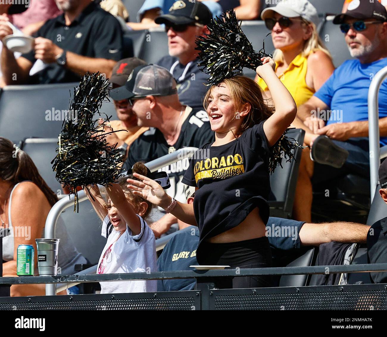 October 02, 2021: A Colorado fan cheers on her team in the football ...
