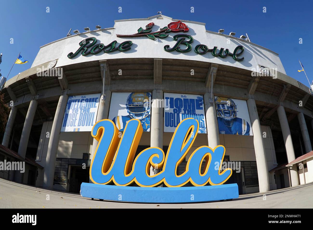 A general overall view of the Rose Bowl Stadium with UCLA Bruins logo ...