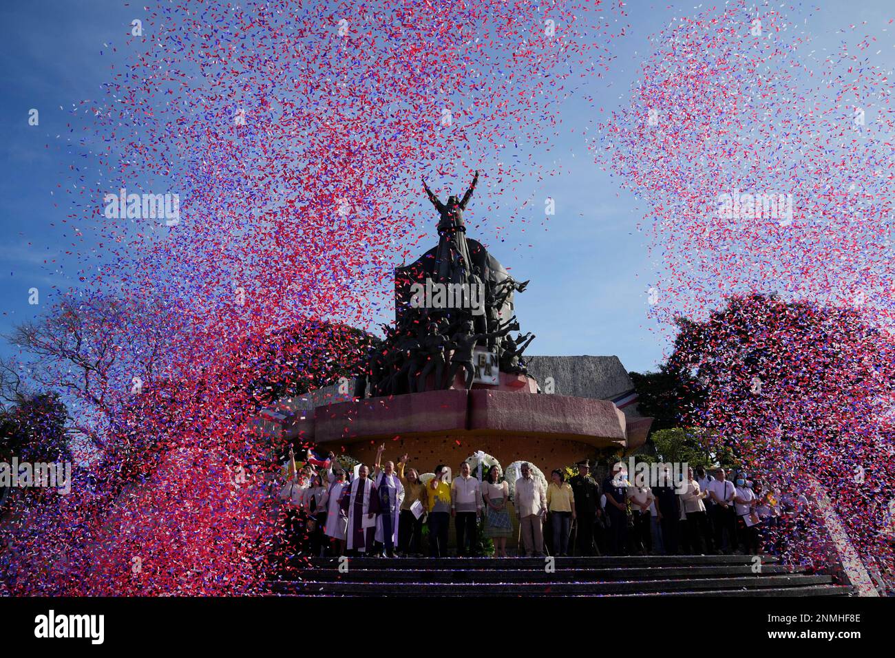 Confetti fall during ceremonies marking the 37th anniversary of the ...