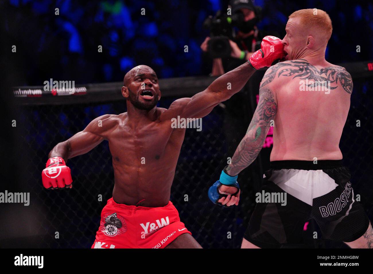 LONDON, ENGLAND - OCTOBER 1: (L-R) Yves Landu punches Tim Wilde in ...