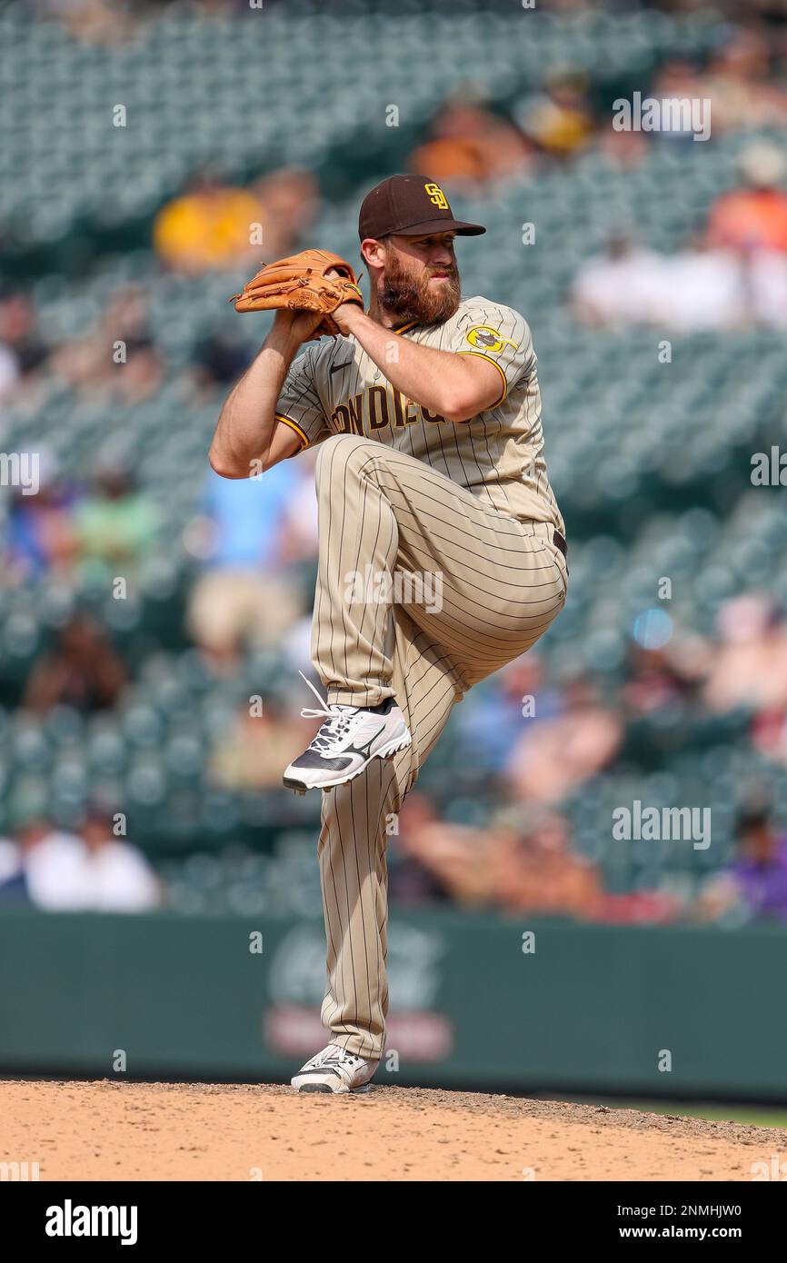 San Diego Padres pitcher Austin Adams pitches against the Colorado ...