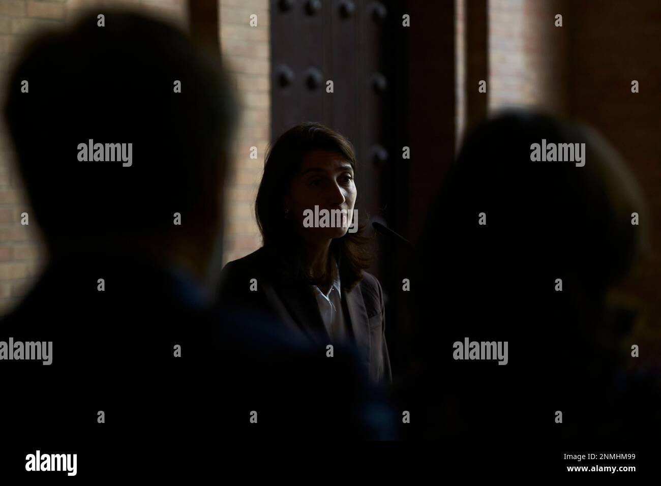 The Minister of Justice, Pilar Llop, attends to the media before the ...