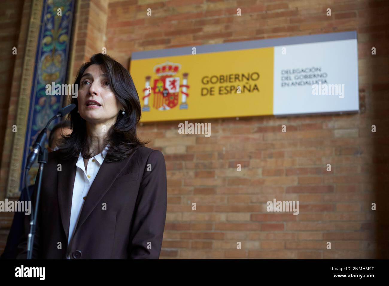 The Minister of Justice, Pilar Llop, attends to the media before the ...
