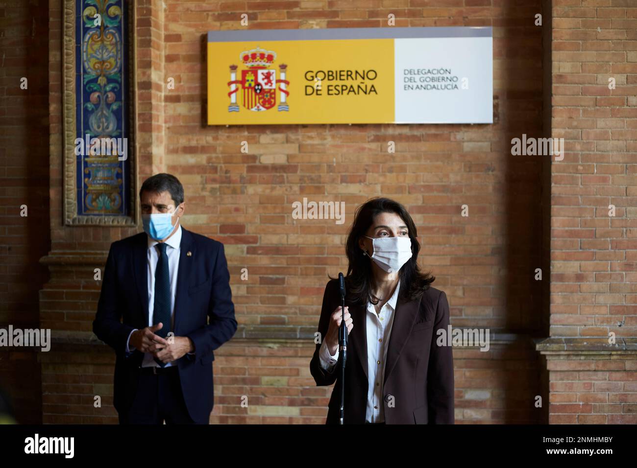 The Minister of Justice, Pilar Llop, attends to the media before the ...