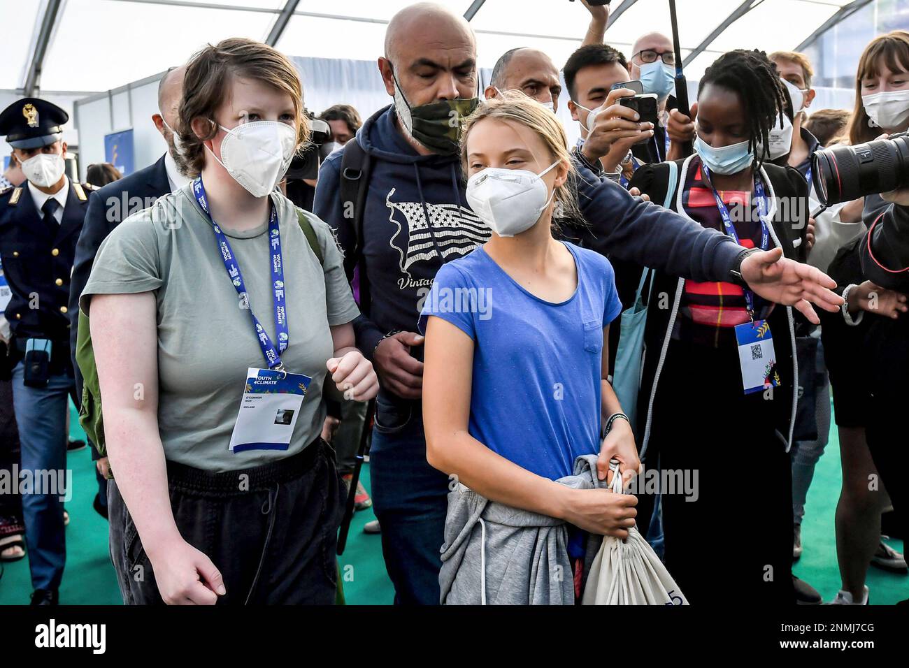 Irish climate activist Saoi O’Connor, left, arrives with Swedish ...