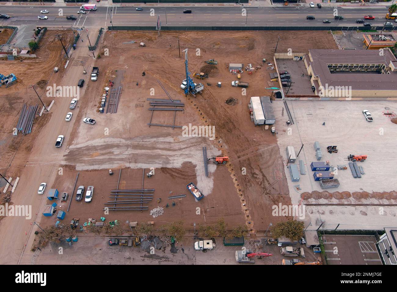 An aerial view of the Intuit Dome construction site, Monday, Sept. 27 ...
