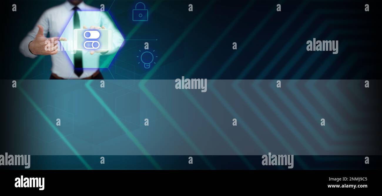 Businessman holding Mobile Phone Pointing to Screen Showing The main ...