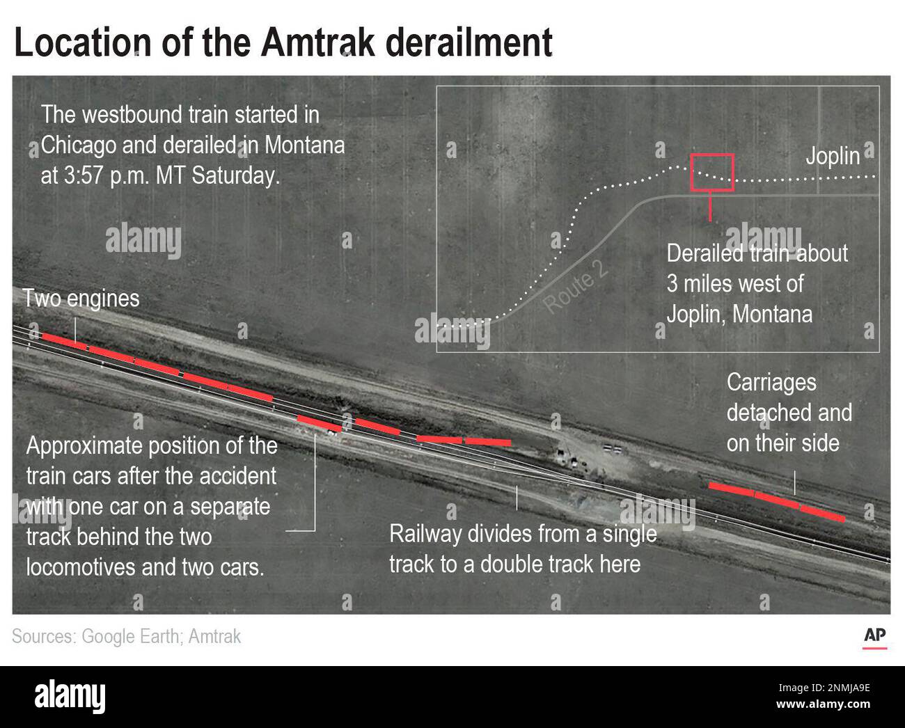 Map locates derailed Amtrak train and details of the site Stock Photo ...