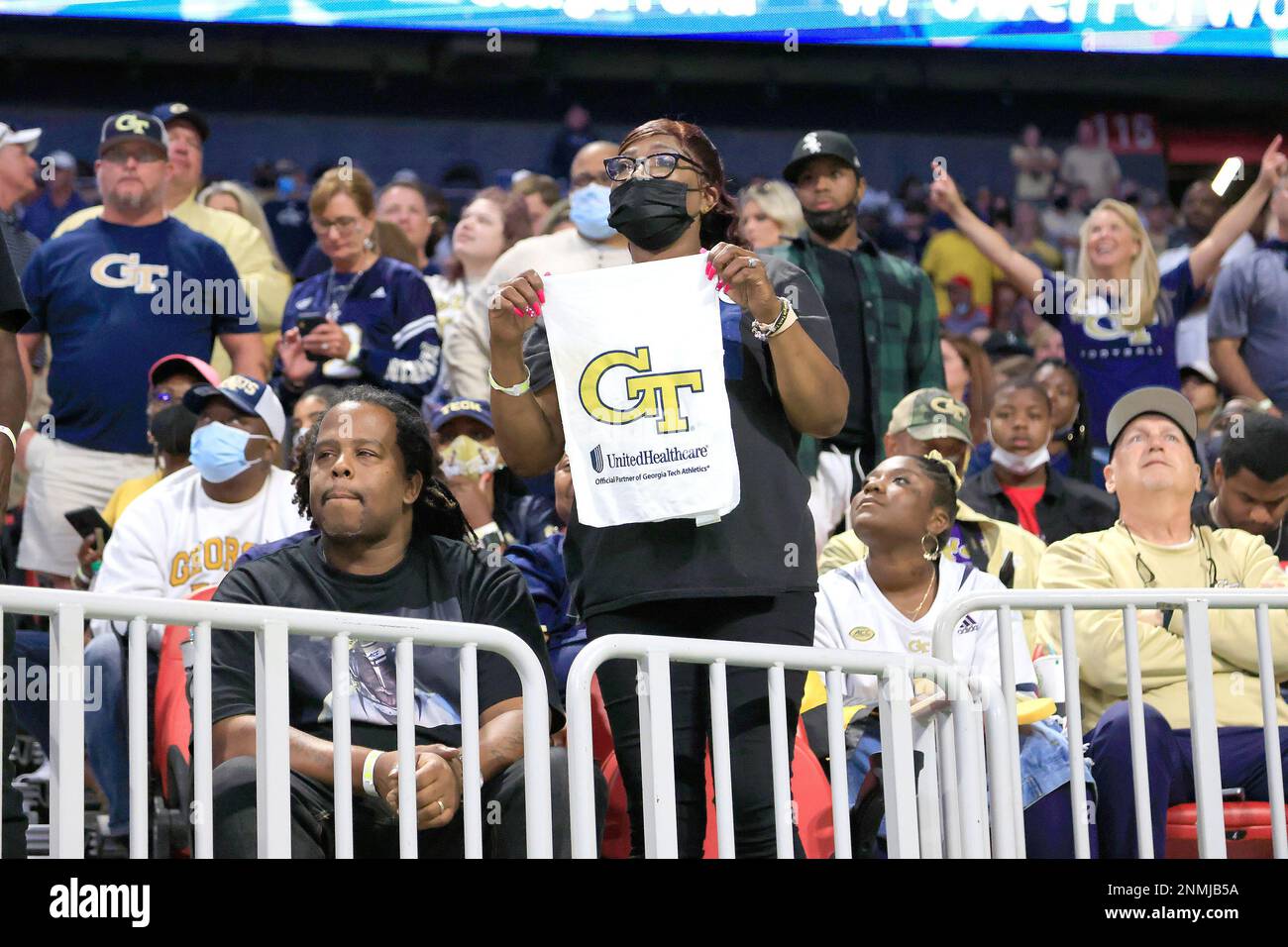 ATLANTA, GA - SEPTEMBER 25: A Yellow Jacket fan shows her support ...
