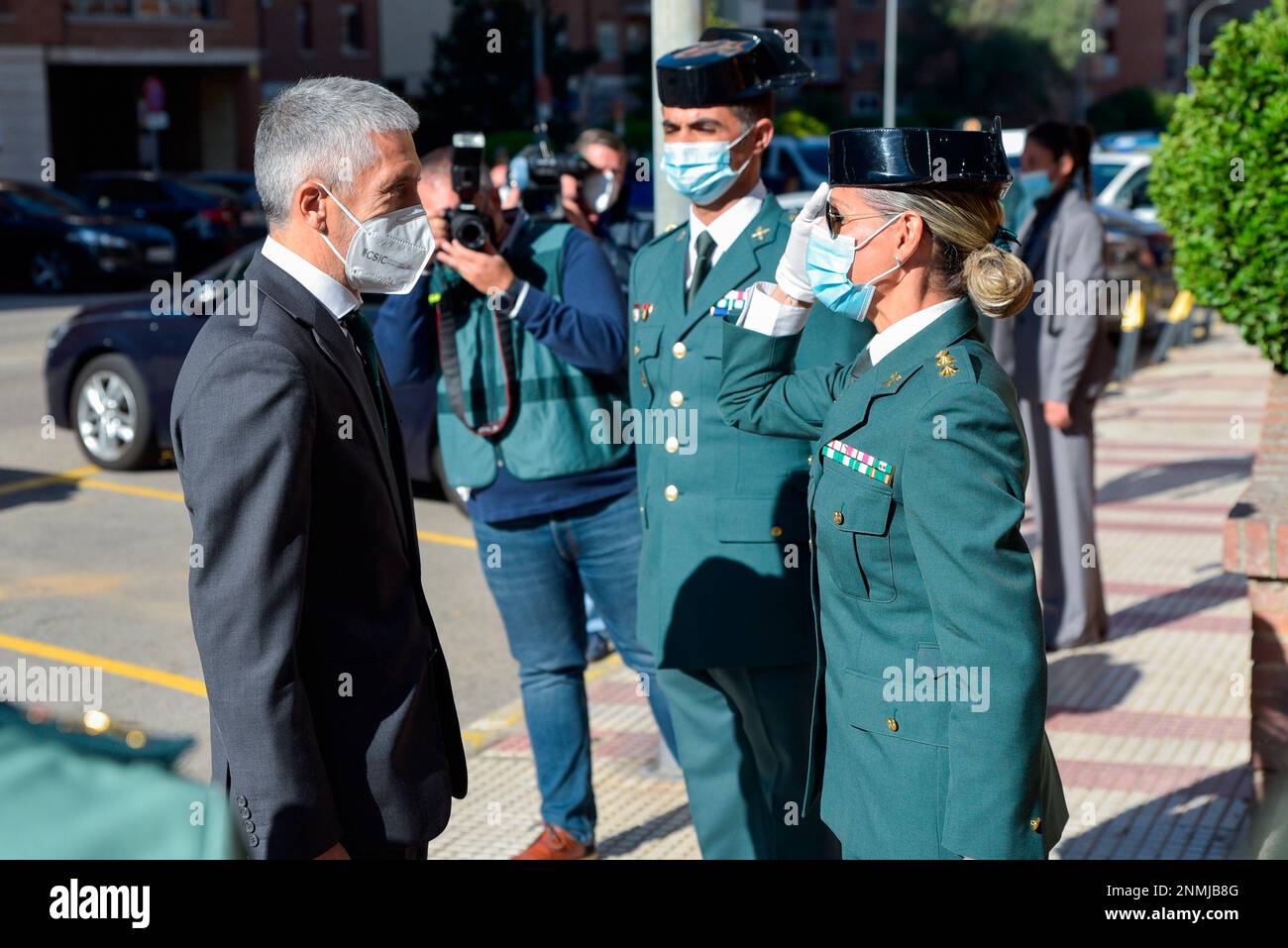 The Minister of the Interior, Fernando Grande-Marlaska, greets ...