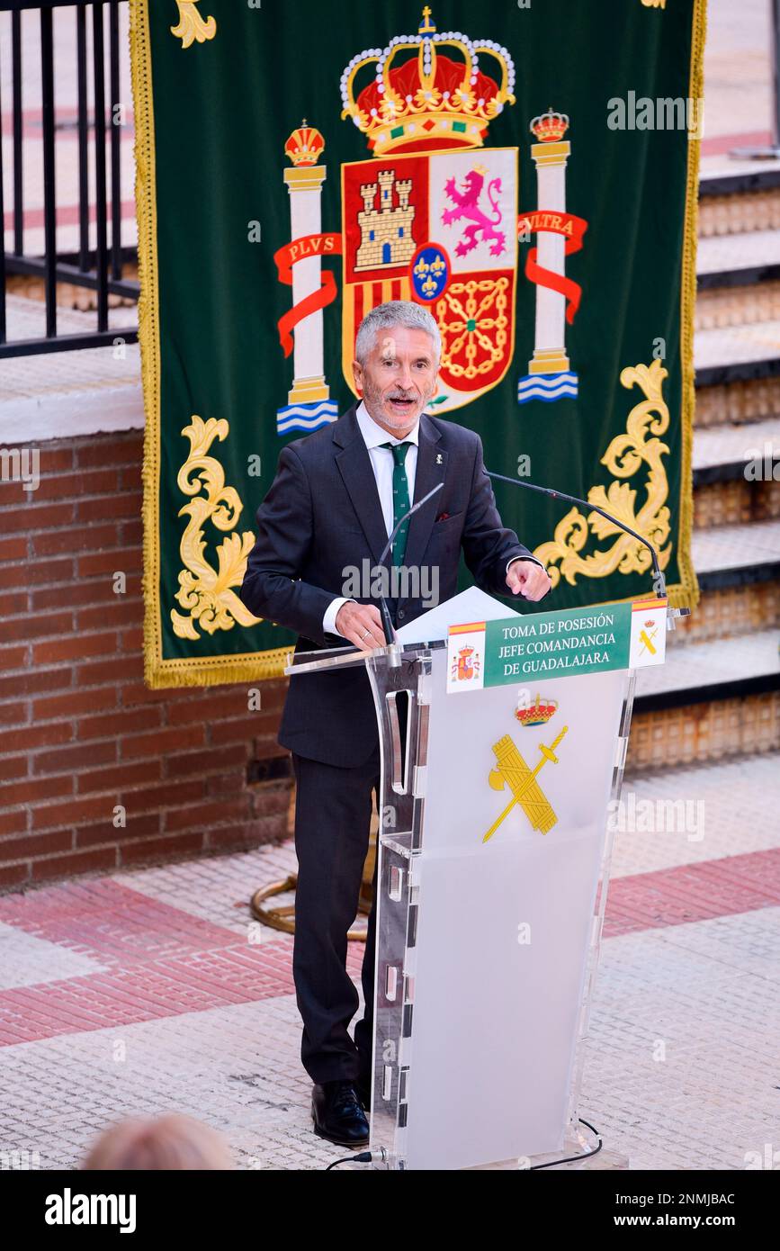 The Minister of the Interior, Fernando Grande-Marlaska, speaks during ...