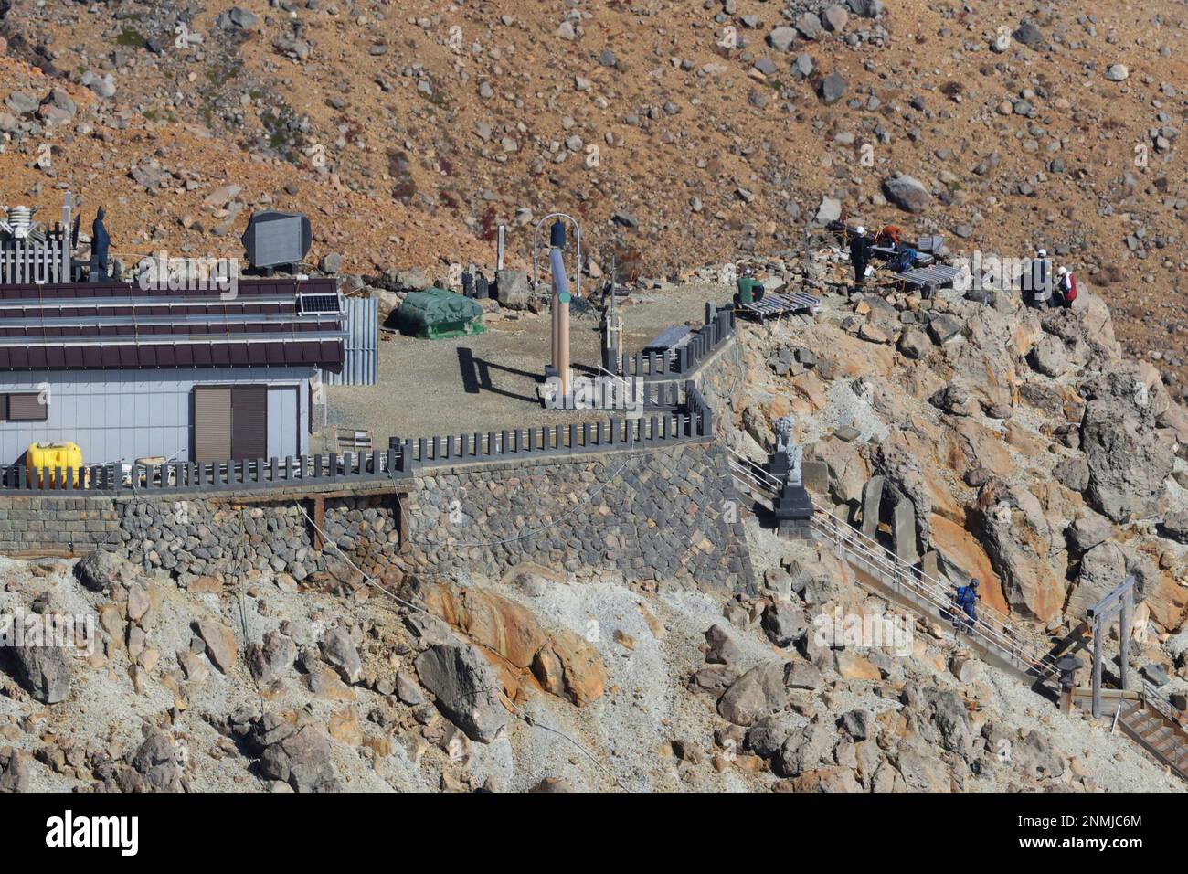 An aerial photo shows a part of Mt. Ontake which straddles Nagano and ...