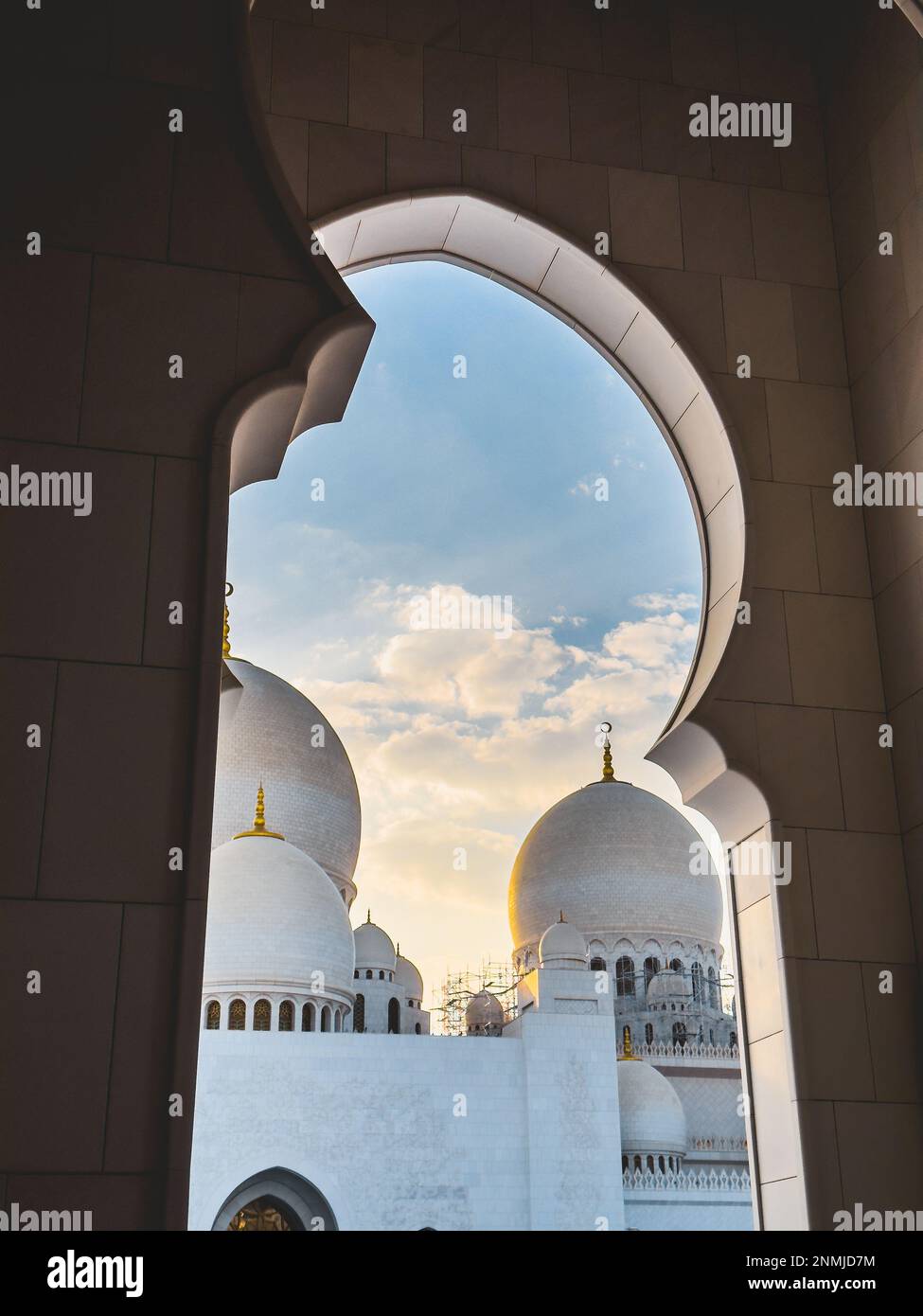 The Sheikh Zayed Grand Mosque during sunset, in Abu Dhabi, United Arab ...