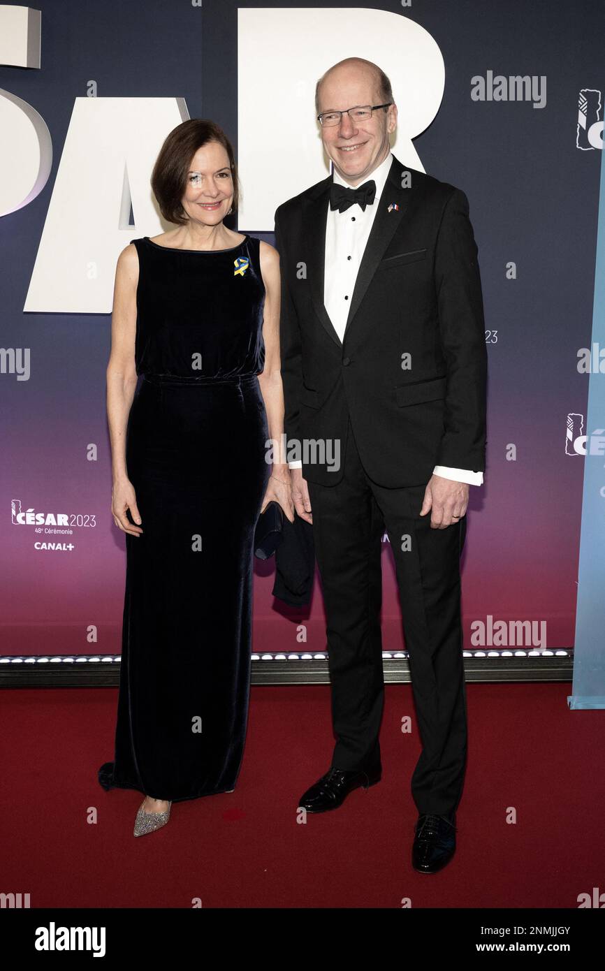 Steven M. Bauer and Denise Bauer arrive at the 48th Cesar Film Awards ...
