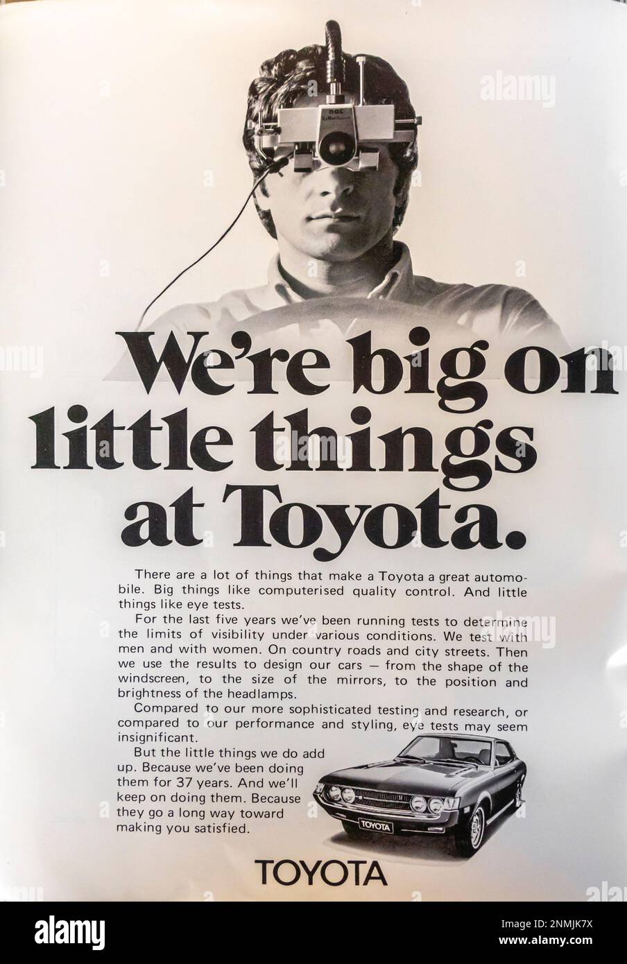 Toyota advert in a Natgeo magazine, October 1974. Toyota eye tests ...