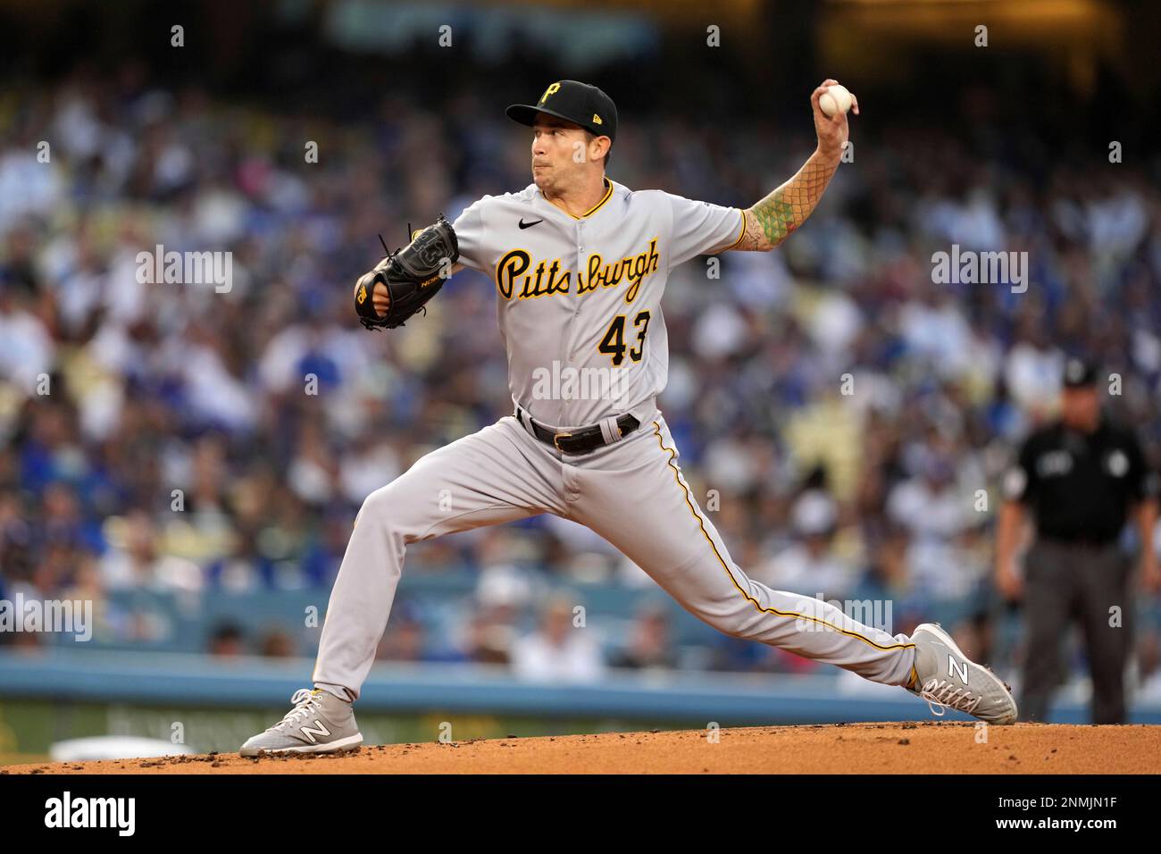 Pittsburgh Pirates starting pitcher Steven Brault (43) delivers a pitch ...