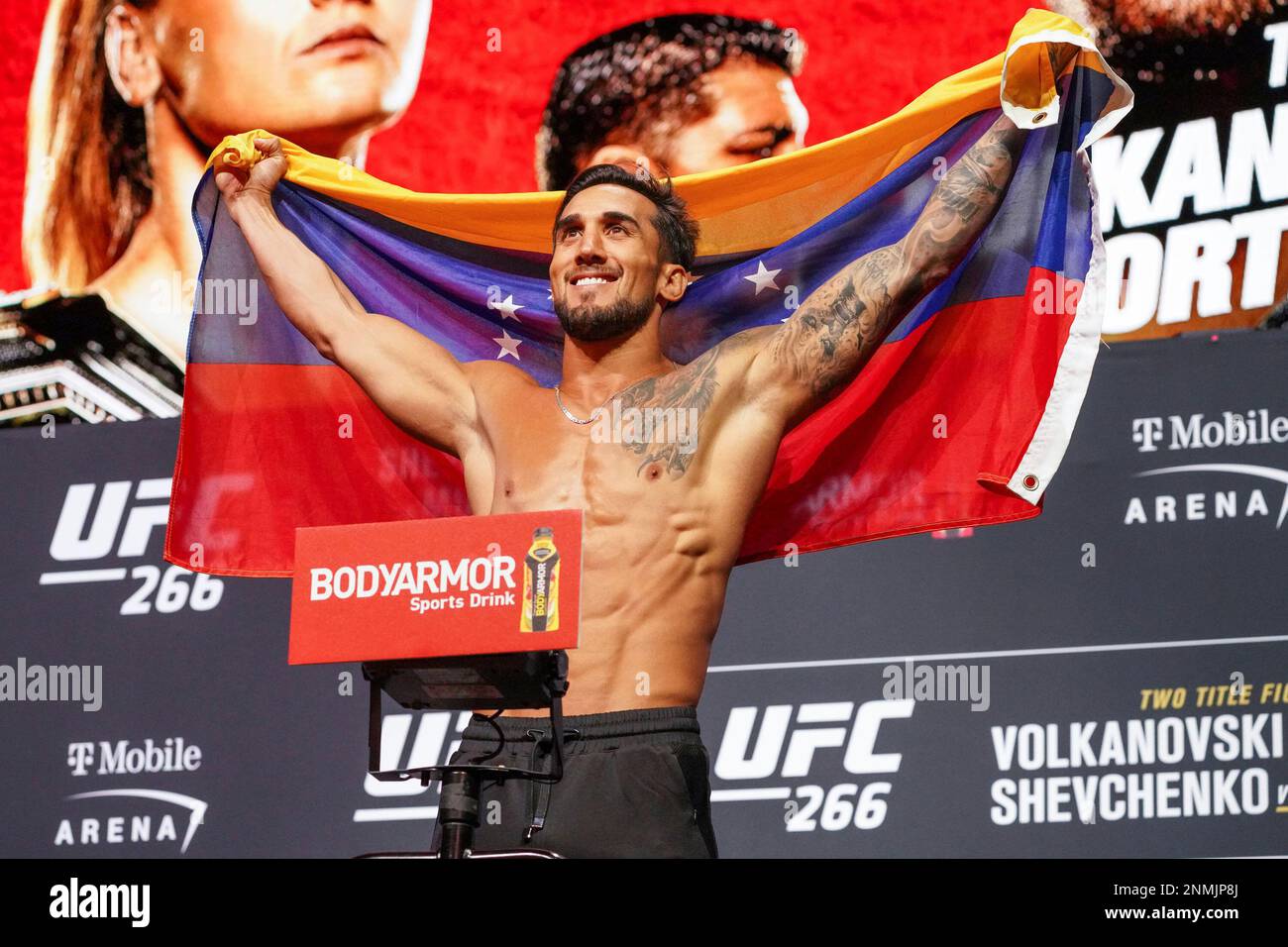 LAS VEGAS, NV - SEPTEMBER 24: Omar Morales steps on the scale for the ...