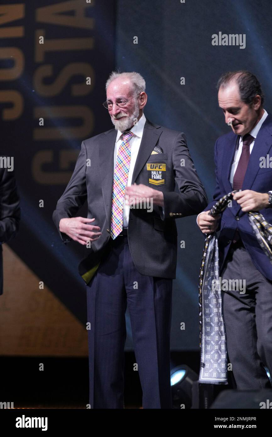 LAS VEGAS, NV - SEPTEMBER 23: Marc Ratner receives his trophy and his ...
