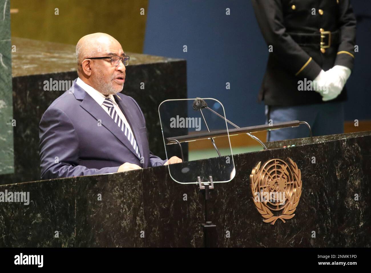 The President of Comoros, Azali Assoumani arrives to speak at the 76th ...