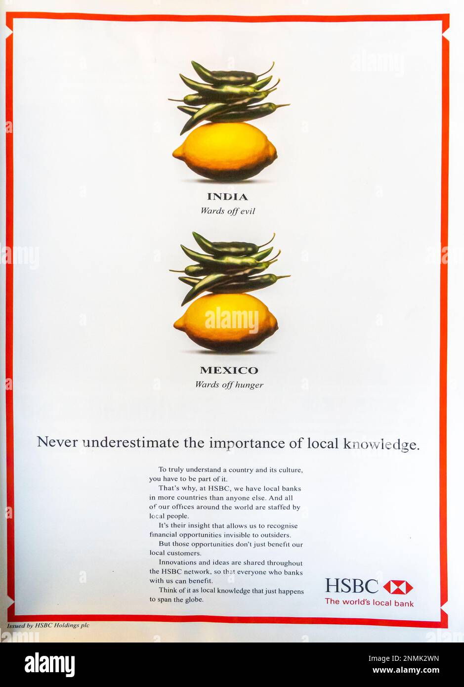 HSBC bank advert in a Natgeo magazine, July 2003 Stock Photo - Alamy