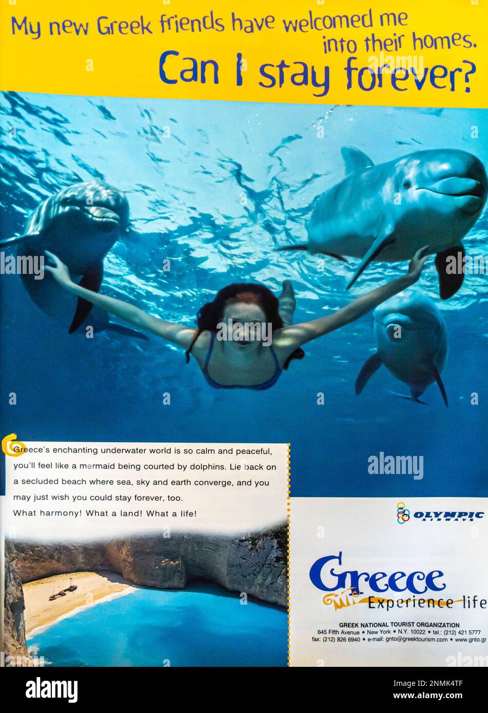 Olympic airways Greece travel advert in a Natgeo magazine, May 2001 ...