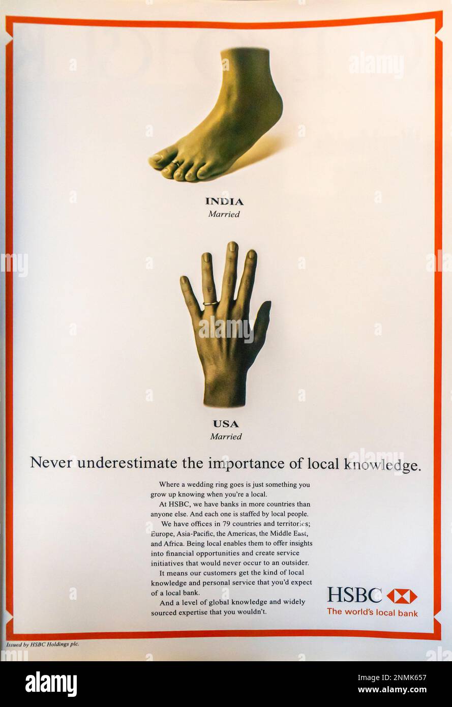 HSBC bank advert in a Natgeo magazine, April 2004 Stock Photo - Alamy