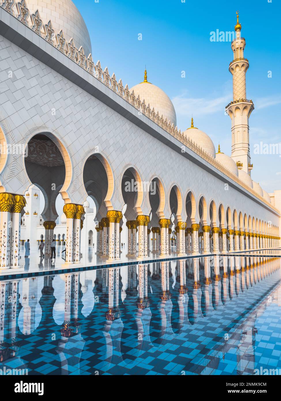Sheikh Zayed Grand Mosque hallway corridor during sunset, in Abu Dhabi ...