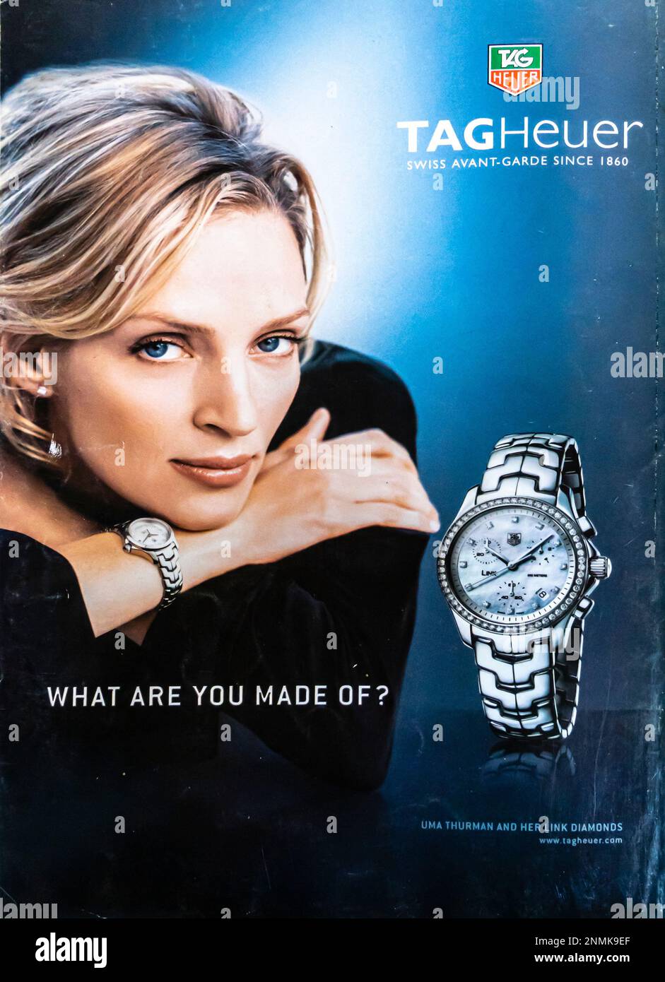 2006 TagHeuer Link women's wrist watch print ad with Uma Thurman Stock ...