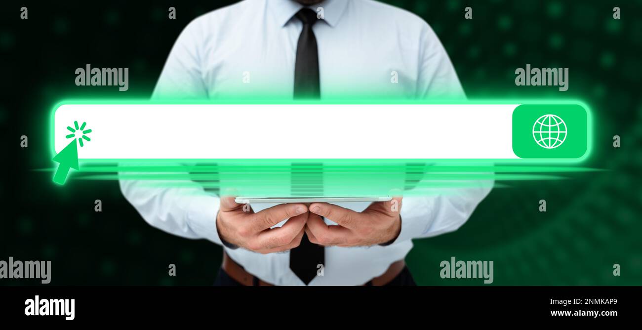Businessman holding tablet with two hands. Glow going from device ...