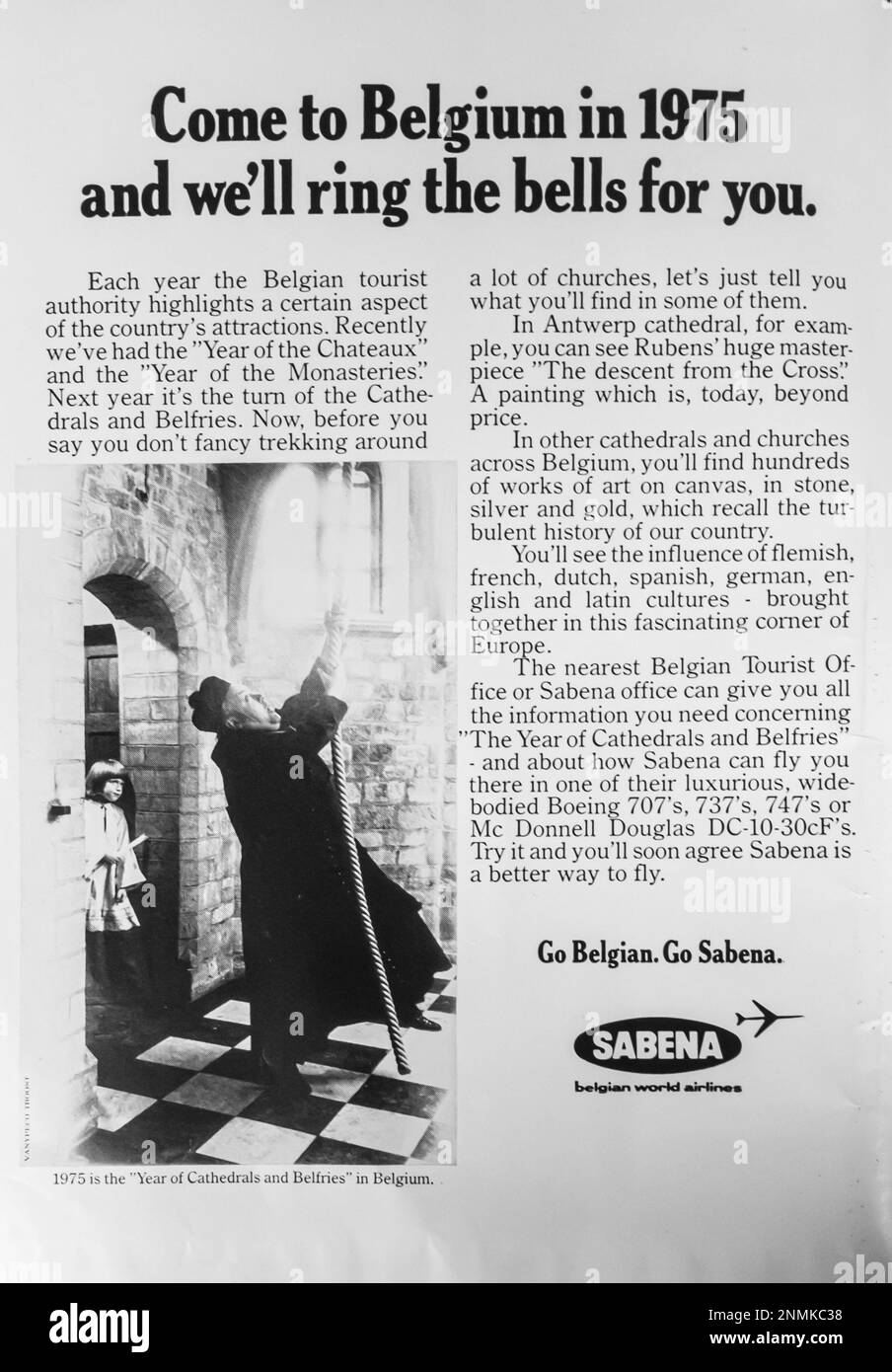Sabena Belgian world airlines advert in a Natgeo magazine December 1974 ...