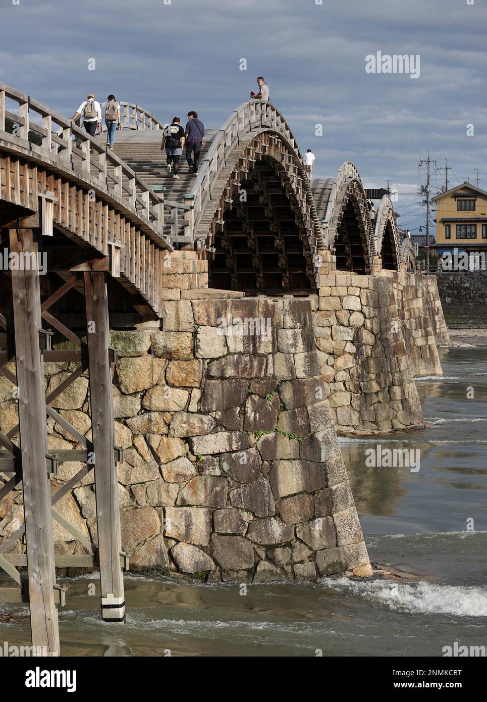 A picture shows the Kintaikyo Bridge, one of the most famous wooden ...