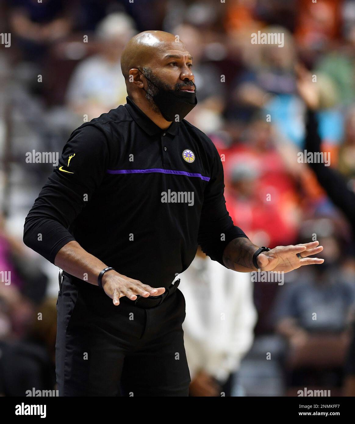 Los Angeles Sparks head coach Derek Fisher calls out instructions to ...