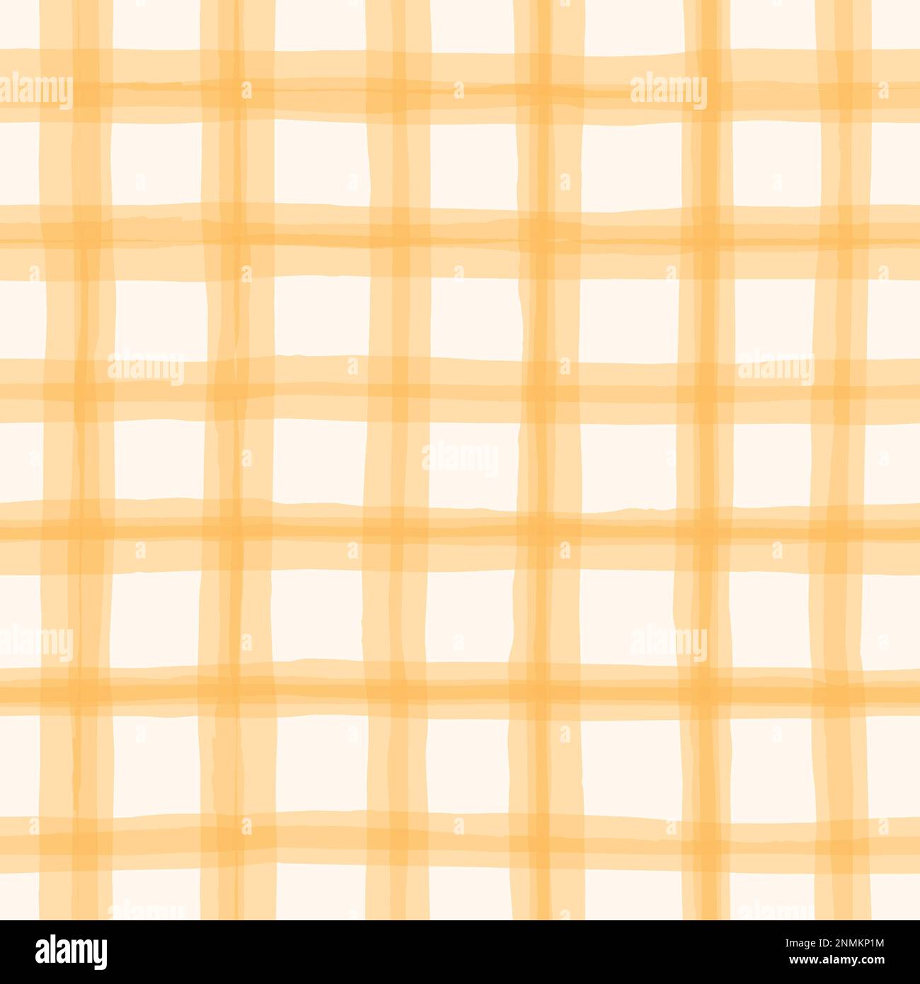 Yellow Watercolor Hand-Drawn Cottagecore Gingham Vector Seamless ...
