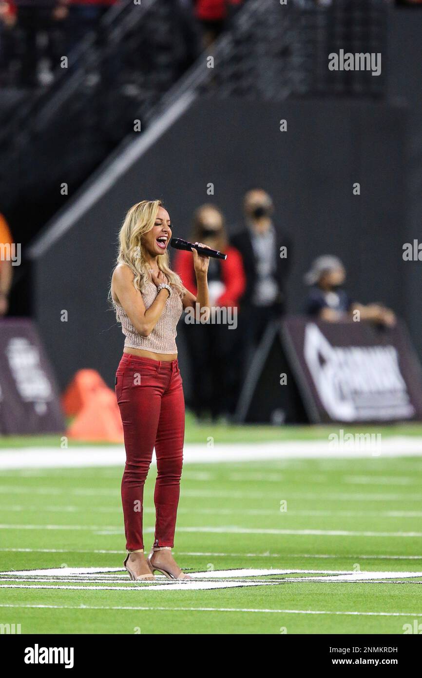September 18, 2021: Lorena Peril performs the National Anthem prior to ...