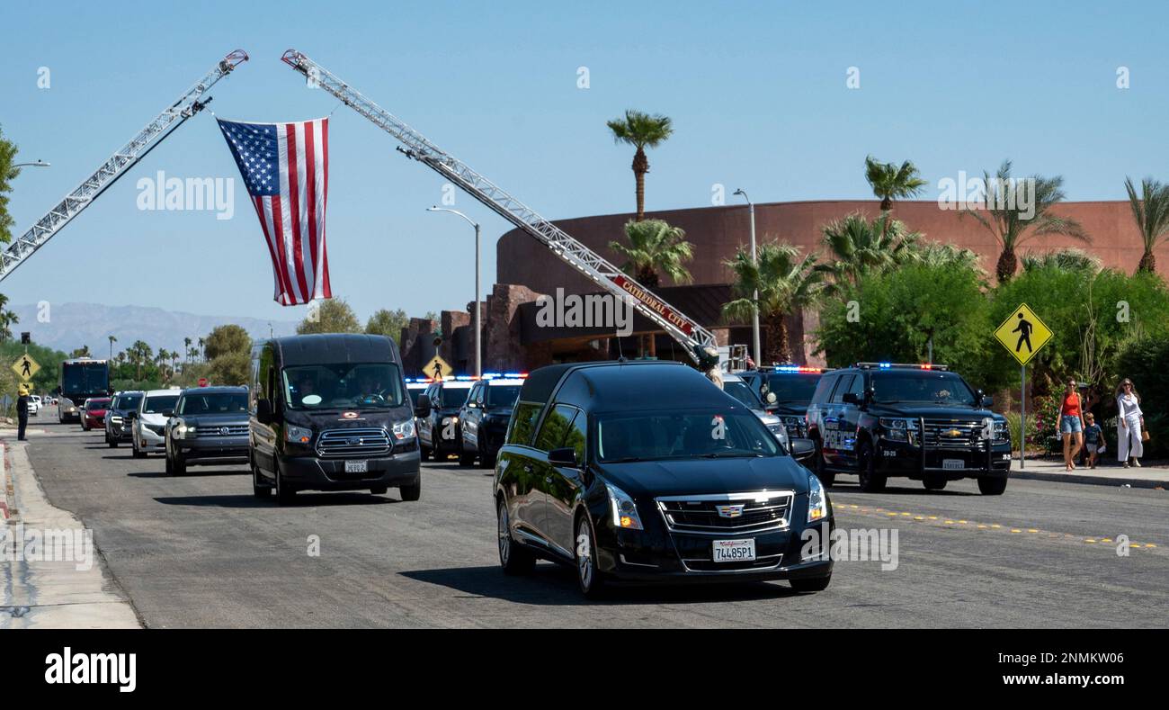 A funeral procession for U.S. Marine Cpl. Hunter Lopez departs from the ...