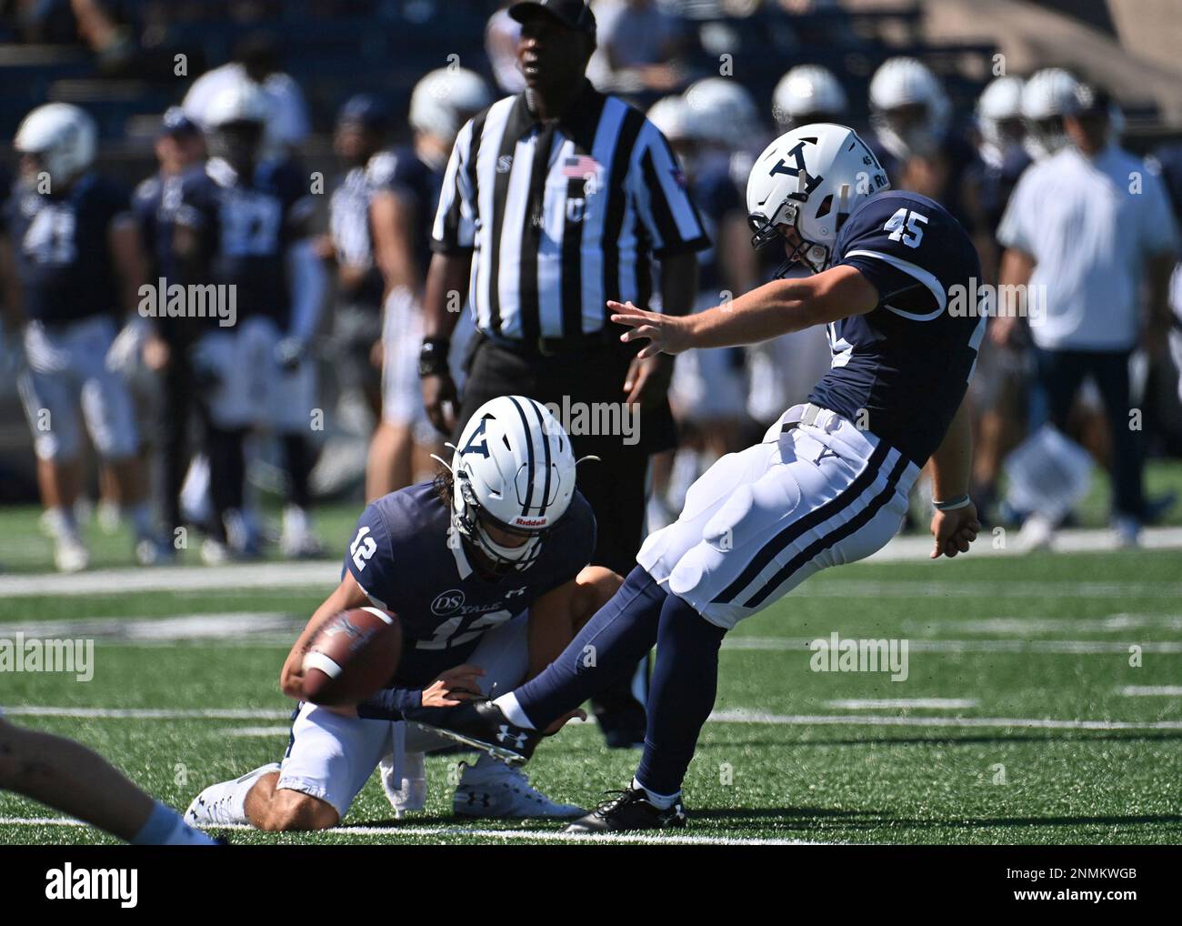 NEW HAVEN, CT - SEPTEMBER 18: Yale Bulldogs punter Jack Bosman (45 ...