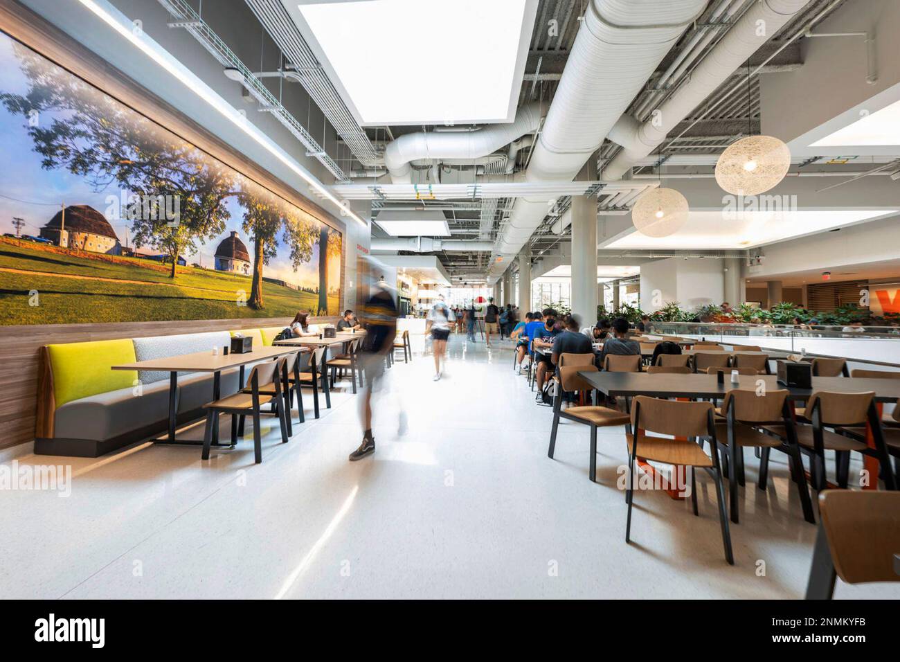 A walkway at the remodeled Illinois Street Residence Hall dining area ...