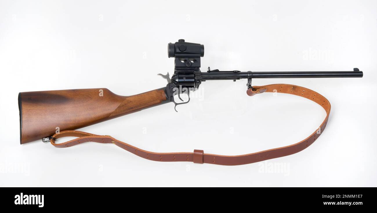 Western style cowboy 22 magnum carbine with red dot scope Stock Photo ...