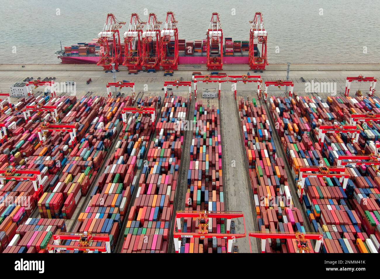 FILE - In this July 10, 2021, file photo, the Yangshan container port ...