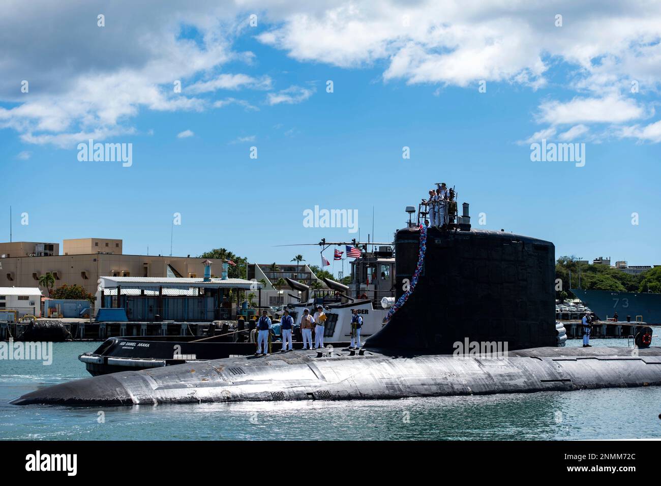 In this photo provided by U.S. Navy, the Virginia-class fast-attack ...