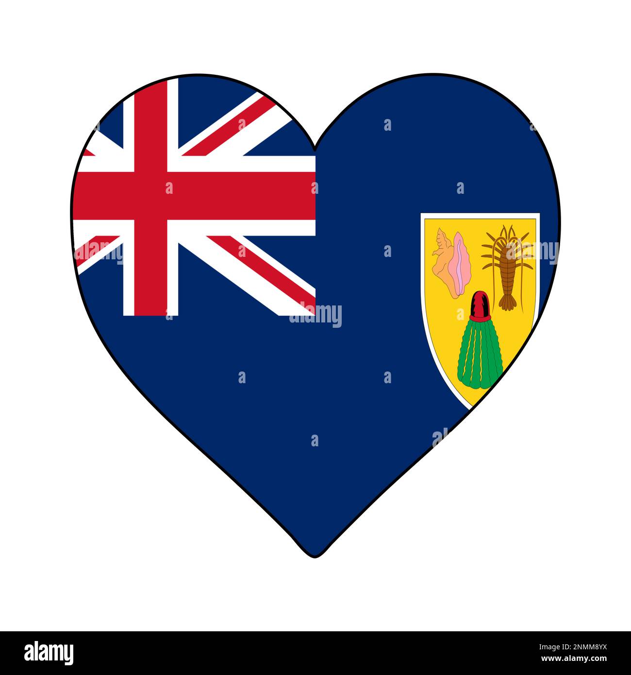 Turks and Caicos Islands Heart Shape Flag. Love Turks and Caicos ...