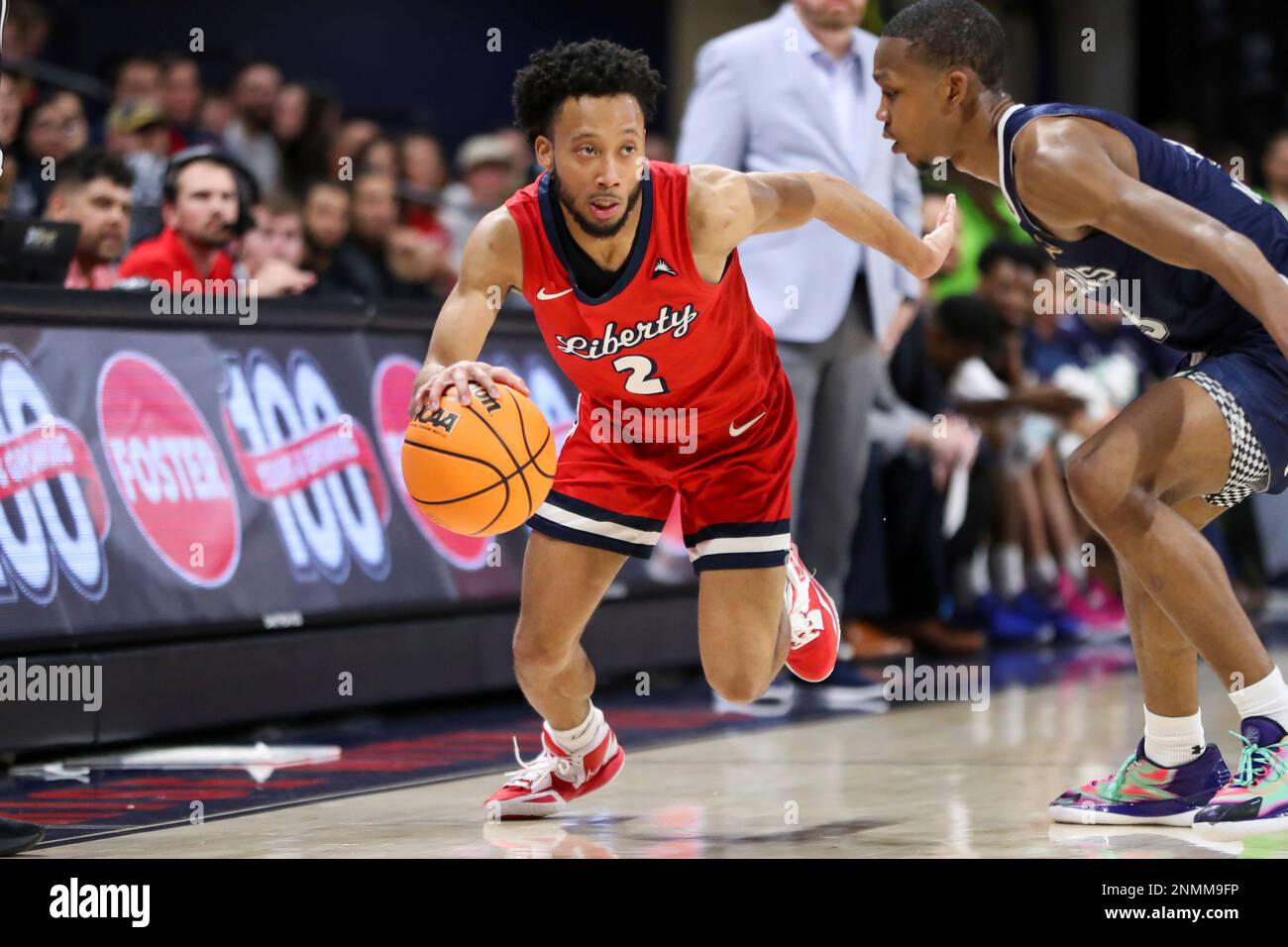 LYNCHBURG, VA - FEBRUARY 24: Kalib Mathews (3) of the Queens Royals ...