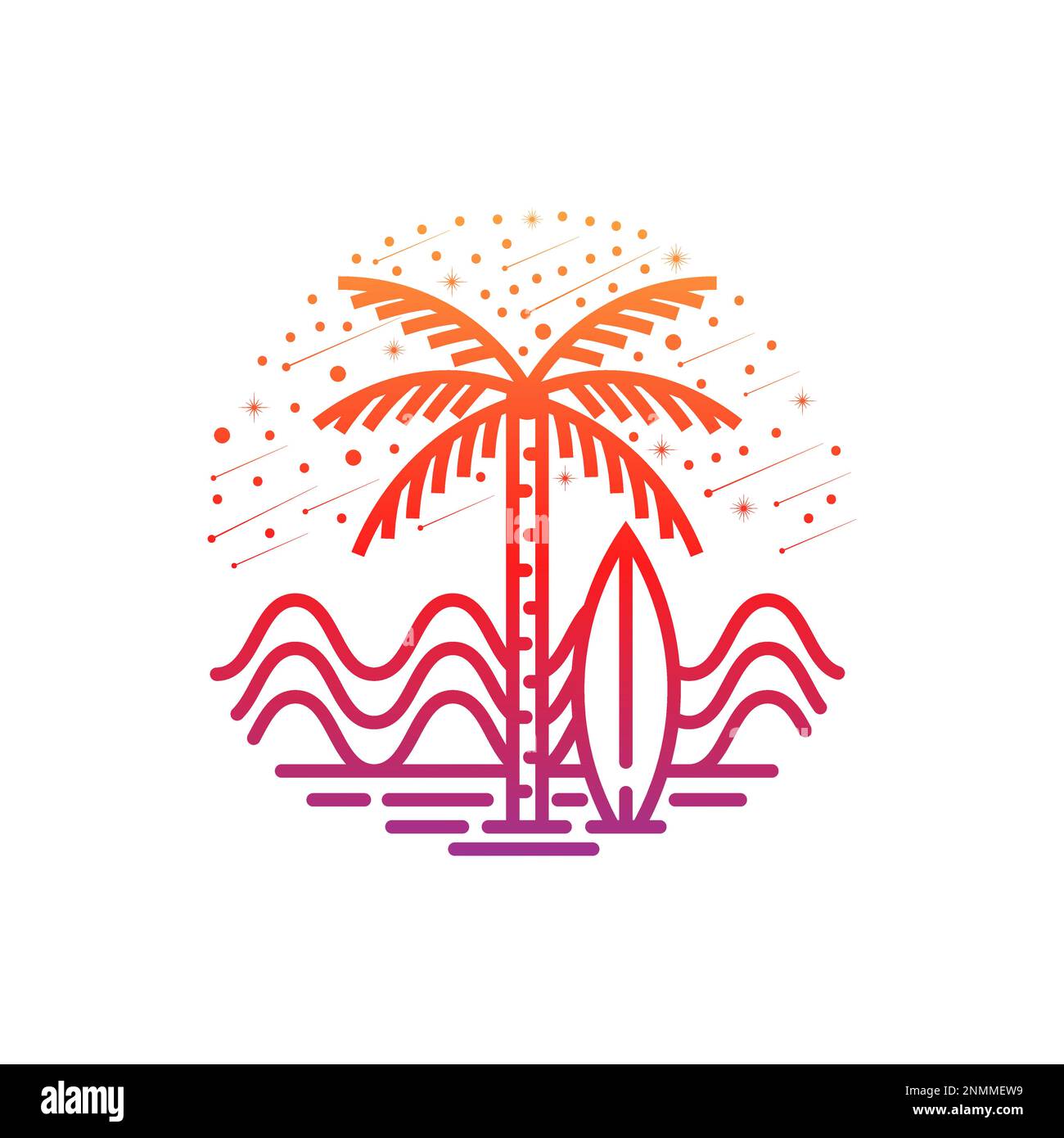 Ocean and beach panoramic landscape artwork design. Editable, resizable ...