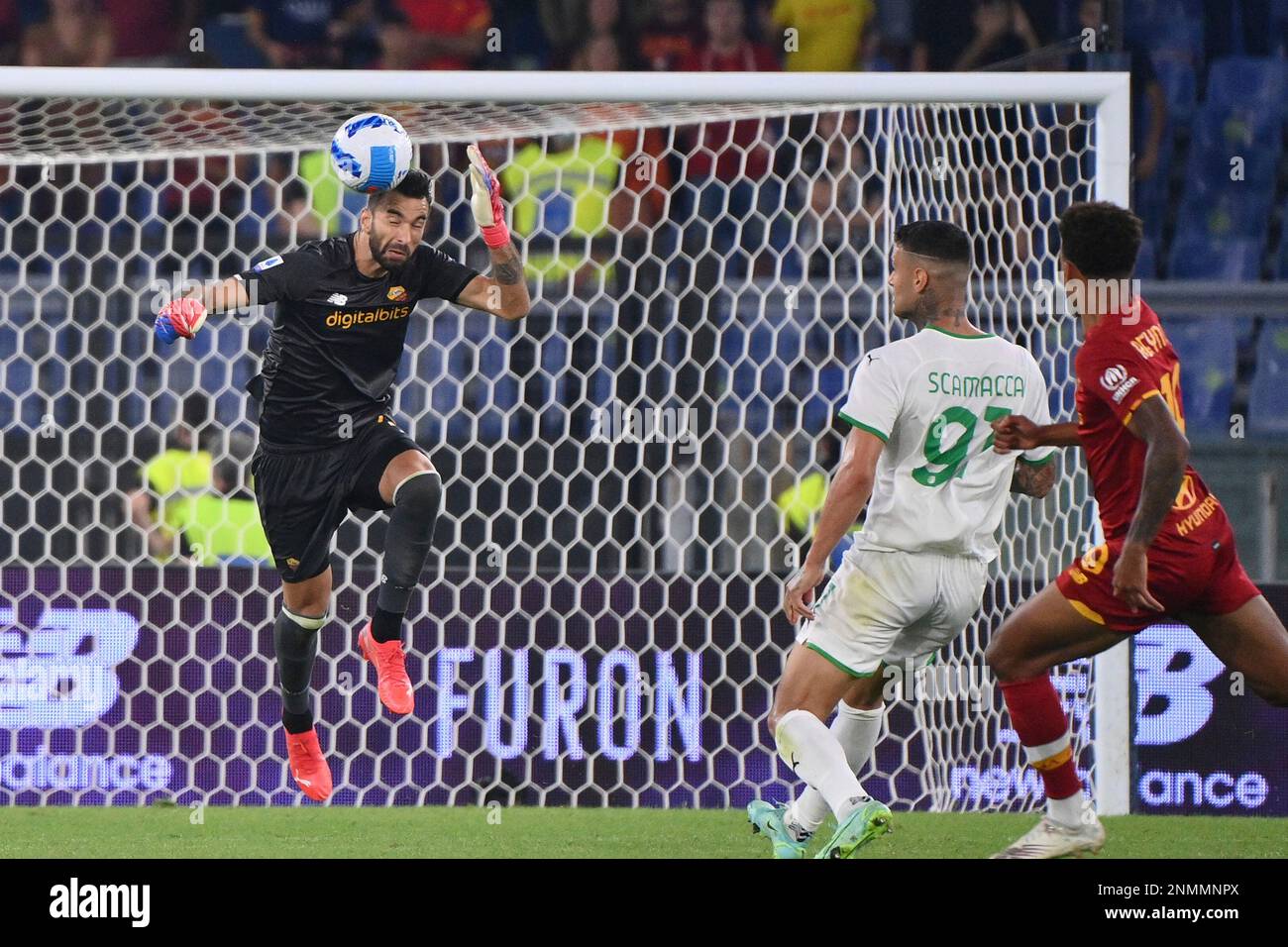 Roma goalkeeper Rui Patricio heads a ball during the Italian Serie A ...