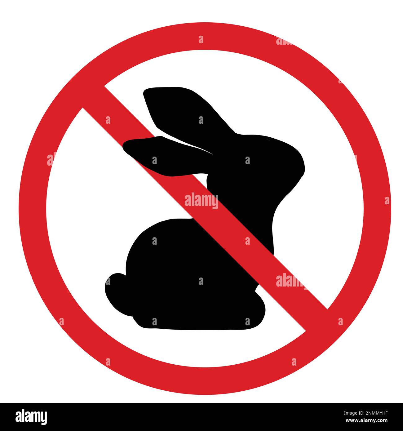 Vector icon with a black silhouette of a hare in a prohibition sign ...